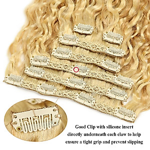 FASHION LINE Brazilian P27-613 Water Wave Blonde Human Hair Extensions Unprocessed Human Hair Bundles Weft 1PC 100g Piano Color (18" 100G Clip In Human Hair P27-613)