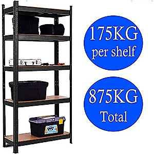 Metal Storage Shelves with Bolt-Less Design Freestanding Storage Shelves Height and Layout Adjustable for Workshop Bookshelf Shed Office Heavy Duty Racking Shelves(180CM)