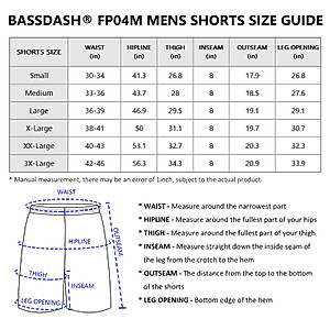 BASSDASH Men's 8''Fishing Water Shorts Quick Dry UPF 50+ Lightweight Cargo Hiking Kayaking Casual Bottom