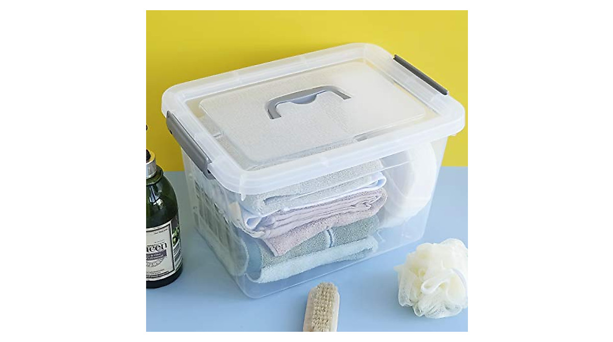 Lesbin 4-Pack Clear Storage Latch Boxes for Home Organization