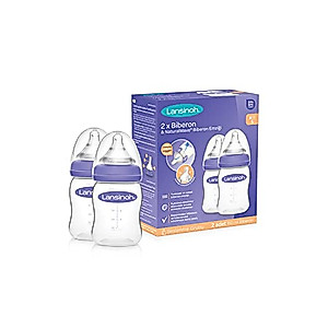 Lansinoh Momma Breastmilk Feeding Bottle with NaturalWave Slow Flow Nipple, 5 Ounces (Pack of 2)