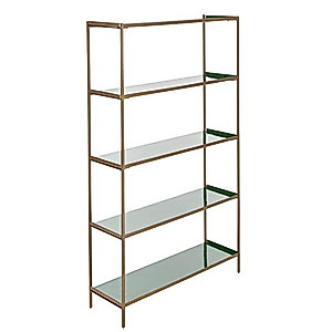 Safavieh Home Justine Contemporary Green and Brass 5-tier Etagere Bookshelf