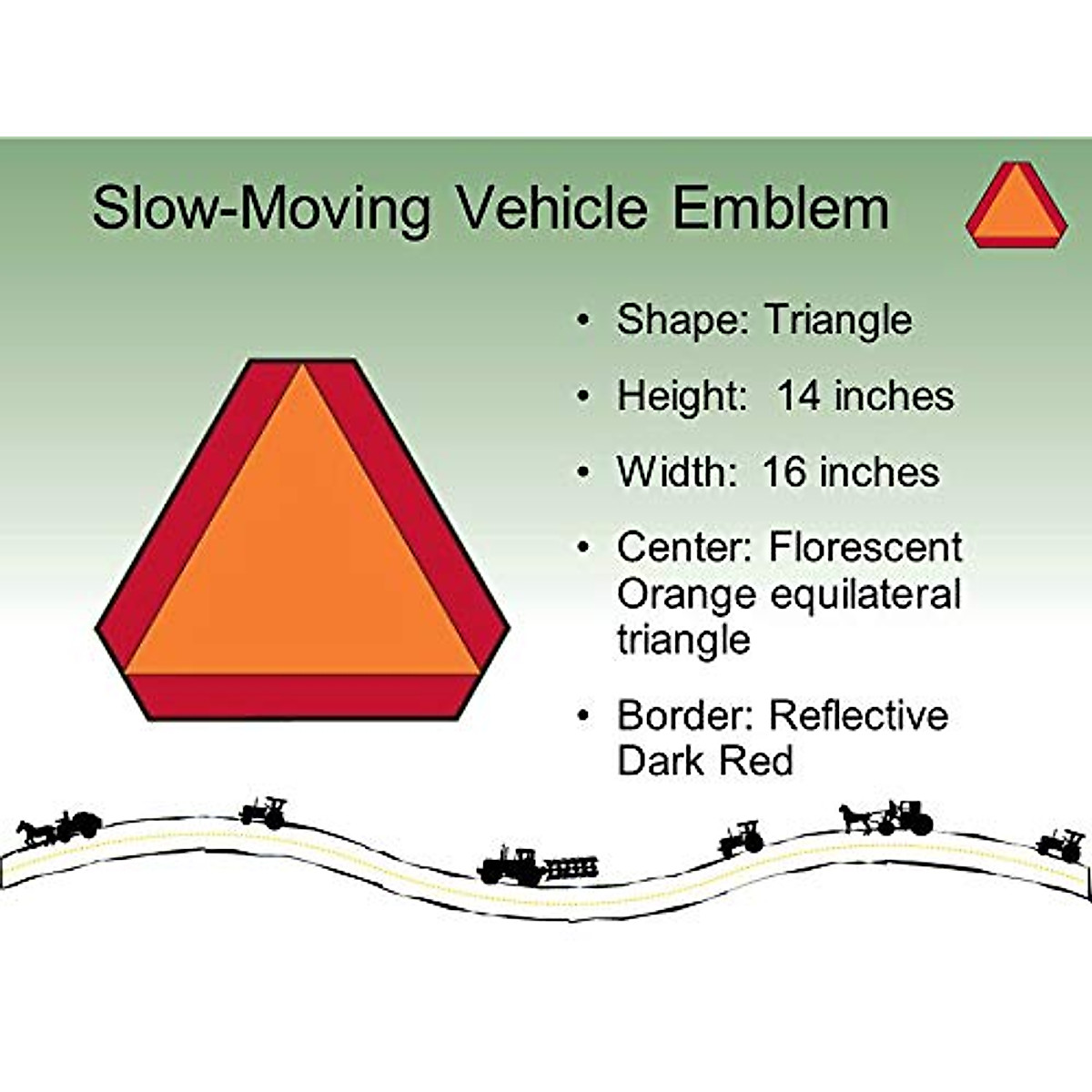 2-Pack Slow Moving Vehicle Triangle Safety Sign,14"x16" Plastic, Highly Visible, Engineering Grade Reflective for Golf Cart