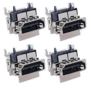 4Pcs HDMI Port Socket HDMI Port Socket Plug Jack Interface Compatible with X-One Slim Connector Replacement