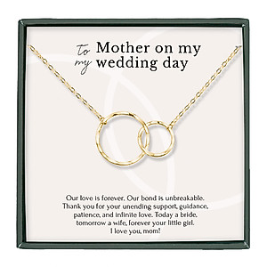 HOPE LOVE SHINE Mother of the Bride Gift from Daughter - Meaningful Wedding Gifts for Mom - Gift Ready with Poem Card - Linked Circle 14K Gold Vermeil Nekclace