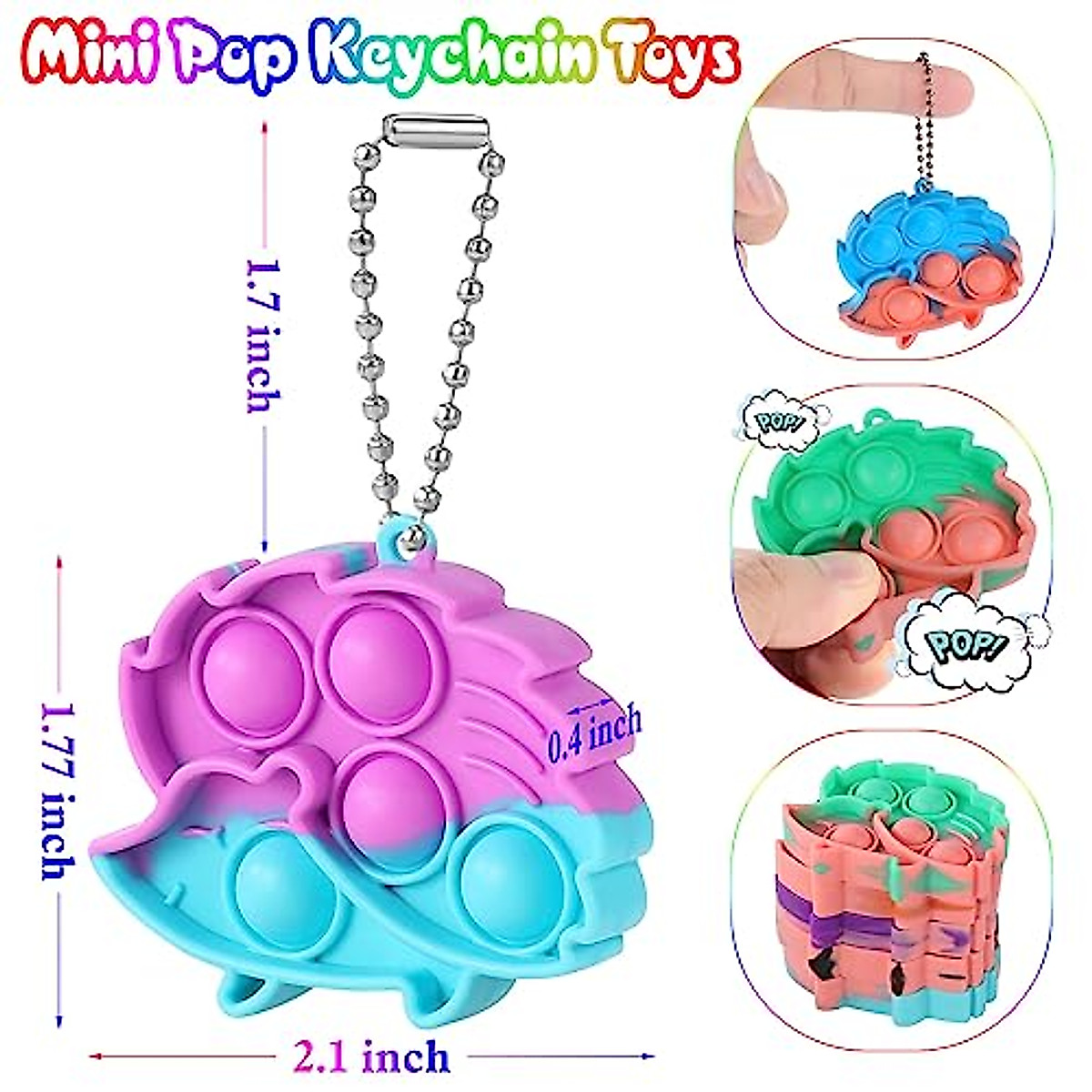 Pop Fidget Toys Its Party Favors for Kids 4-8 8-12, 20PCS Hedgehog Toy Mini Pop Keychain It Fidget Toy Bulk Fidgets for Classroom Prizes for Kids Birthday Goodie Bag Stuffers Autism Sensory Toys Packs