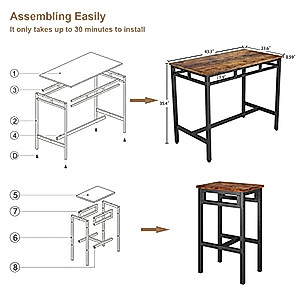 Dining Table Set for 4, CALABASH Kitchen Table and Chairs for 4, 5 Piece Counter Height Dining Sets for Breakfast Nook Restaurant, Apartment, Small Spaces
