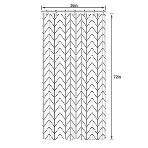 Riyidecor Black White Stall Small Dorm Camper Shower Curtain Liner RV Narrow Walkin Standing Half Little Size 36Wx72H Inch Chevron Herringbone Geometric Tiny Single Stand Up Fabric Bathroom Decor