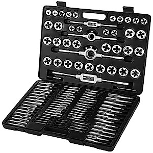 Happybuy 110Pcs Tap and Die Set, Include Metric Tap and Die Set M2-M18, Tungsten Steel Titanium Tap & Die Sets With Storage Case, Large Tap and Die Set For Cutting External & Internal Threads