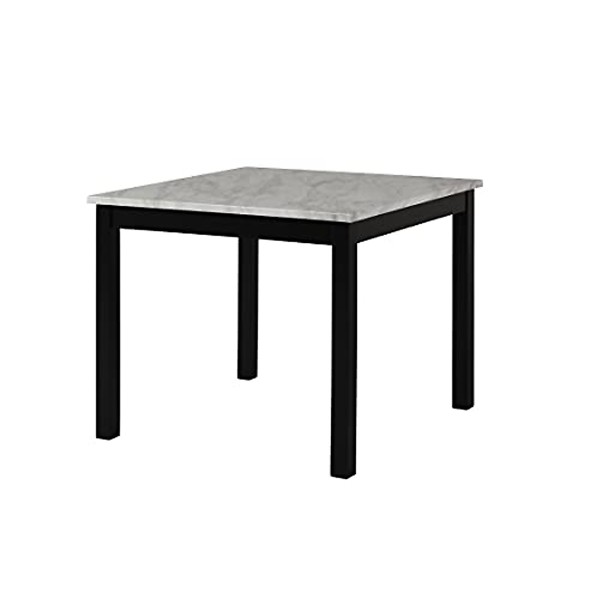 GLORHOME 4 5-Piece Counter Height Set with One Faux Marble Dining Table and Four Upholstered-Seat Chairs for Kitchen, Black