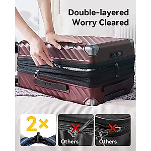 LUGGEX 3 Piece Luggage Sets with Spinner Wheels - 100% Polycarbonate Expandable Hard Suitcases with Wheels - Travel Luggage TSA Approve (Black, 20/24/28)