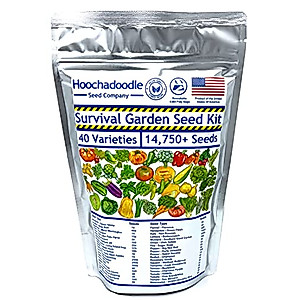 Survival Garden Seed Kit - 40 Varieties, 14,750+ Non-GMO Open Pollinated Seeds Heirloom Survival Seed Kit - Hoochadoodle Seed Company