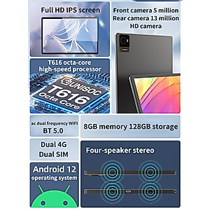 AXCID Jumper EZpad M11 10.5 Inches Android 12 8GB RAM 128G ROM UNISOC T616 13.0MP Rear +5.0MP Front Camera 4G LTE Students Entertainment 7000mAH Android Tablet PC