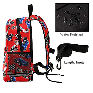 QUGRL Unique Sports Cars Kids Toddler Backpack with Leash Harness Funny Racecar Childish Kindergarten Child Schoolbag Preschool Nursery Baby Travel Bag for Boys Girls 3-8 Years