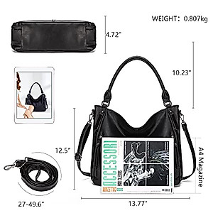 KL928 Purses for Women Shoulder Handbag Top Handle Hobo Tote Bags, PU Leather (Black-2)