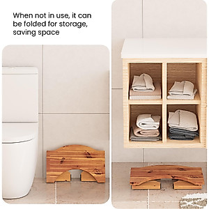 HOLANA Acacia Poop Stool for Bathroom Adults - 7.2" Squatting Toilet Stool for Kids - Pooping Stool Squat with Anti Slip Layer - Bathroom Stools for Sitting/Travel (Acacia Wood Foldable)