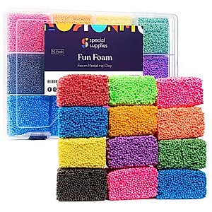 Special Supplies Fun Foam Modeling Foam Beads Play Kit, 12 Blocks Children’s Educational Clay for Arts Crafts Kindergarten, Preschool Kids Toys Develop Creativity, Motor Skills, Reusable Container