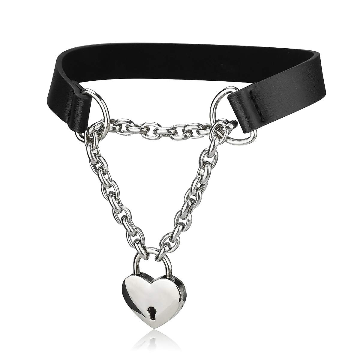 Alona Magic Goth Choker Necklaces for Women, Black Choker and Heart Padlock Day Collar with Key, Black PU Leather Choker Collar for Women