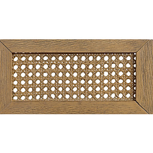 OSP Home Furnishings Alania Wood Accent Chair with Cane Back, Arms and Padded Seat, Linen Fabric with Coastal Wash Frame