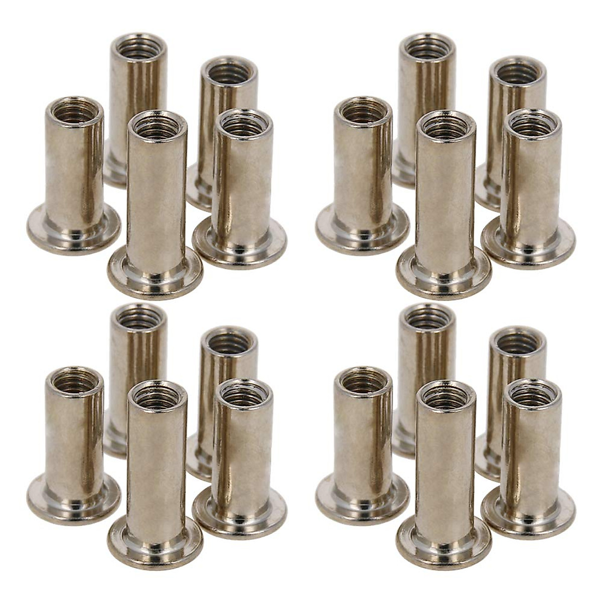 MroMax M6x17mm Nickel Plated Iron Insert Nut Rivet Hex Socket Head Nuts Screw Post Mounting for Furniture Installation Nickel Tone 20Pcs