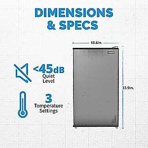 NewAir 3.3 Cu. Ft. Compact Mini Refrigerator with Freezer in Gray, Can Dispenser and Energy Star, Perfect for Dorm Rooms, Bedrooms, Home Offices, and RV Vans