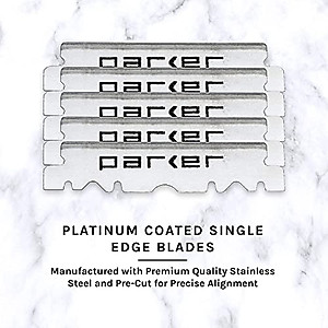 Parker Premium Platinum 1/2 Blades, 100 Count **, For Professional Barber Razors, Shavette Razors and Disposable Blade Straight Razors that accept Half of a Double Edge Razor Blade
