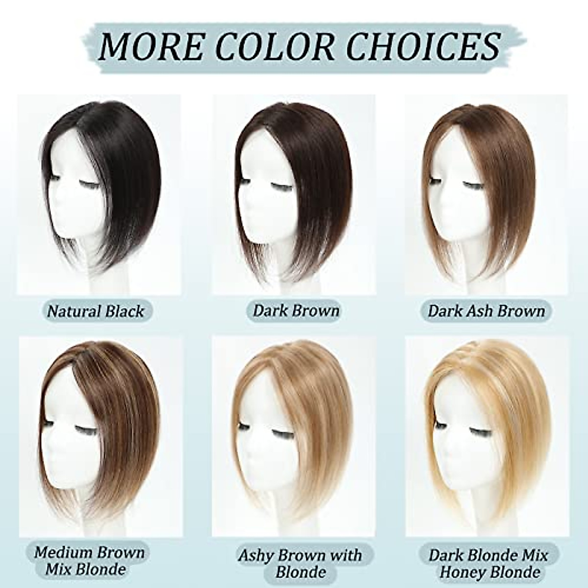 YAMI Hair Toppers for Women Real Human Hair Hand Made Upgrade Butterfly Lace Base Hair Topper Hair Pieces for Women with Thinning Hair Loss Cover Gray Hair 12 Inch 1B# Natural Black 40g