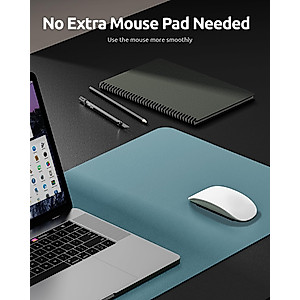 YSAGi Dual-Sided Leather Desk Pad, Office Desk Mat, PU Leather Desktop Protector, Large Mouse Pad, Laptop Desk Pad, Waterproof Desk Writing Pad for Office and Home (23.6" x 13.8", Blue+Grey)