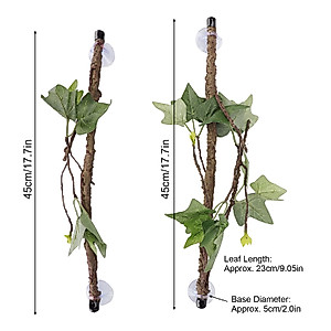 Reptile Corner Branch, 2 pcs Plastic Strong Durable Imitation Bendable Jungle Climbing Vine Suction Cup Design Flexible Terrarium Plant Decoration for Amphibian Lizard Snake Gecko Bearded Dragon Cage