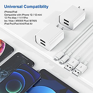 iPhone Charger and Wall Plug, [Apple MFi Certified] 2Pack 6ft Lightning Cable Cord with Fast Dual Port USB Charging Adapter Block Box for iPhone 14/13 Pro/12 Mini/11/XR/X/XS Max/8/7/6S Plus/SE/5C/iPad