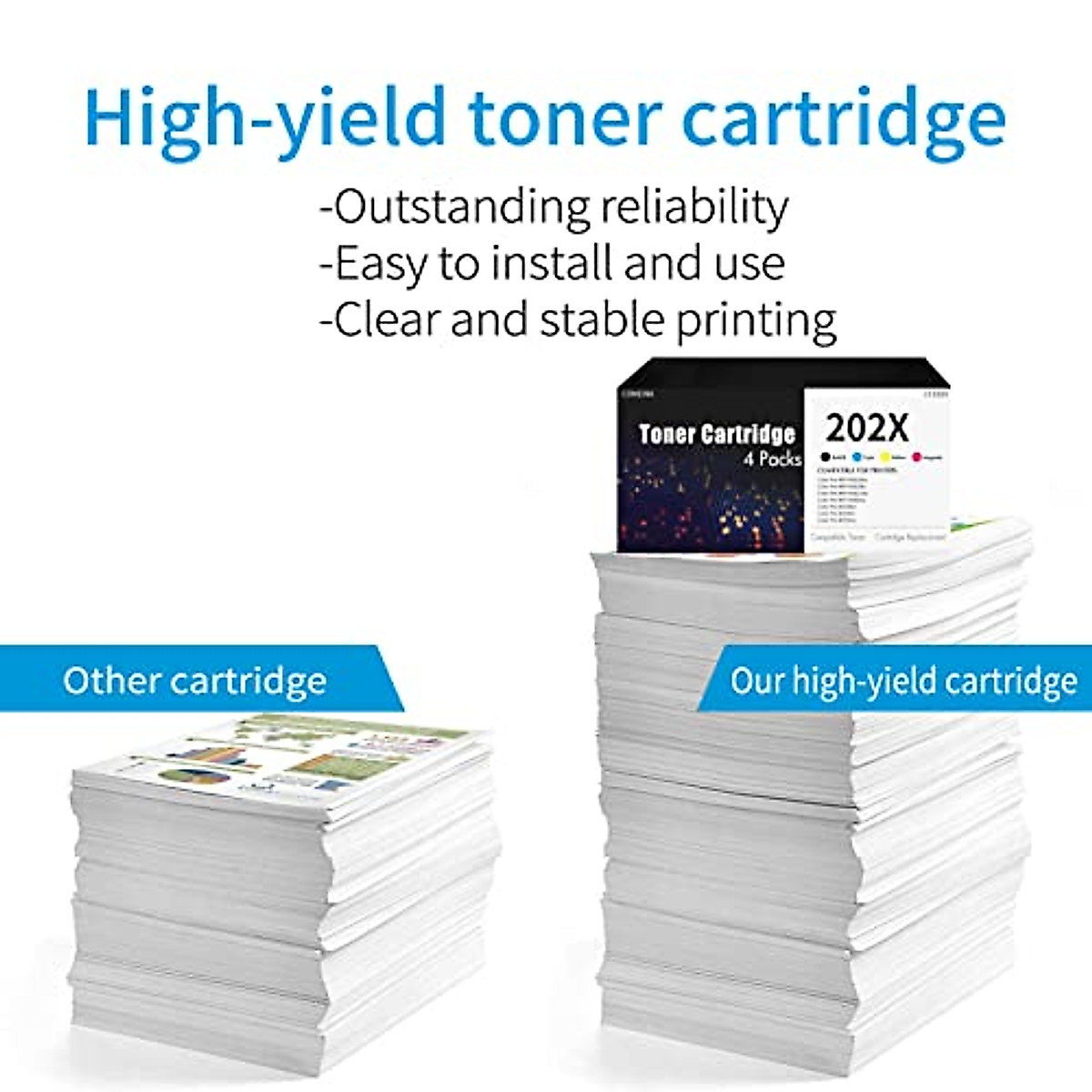202X Toner Cartridges 4 Packs: Compatible for HP 202X CF500X 202A CF500A CF501X CF502X CF503X Color Pro MFP M281cdw M281fdn M254dw M254dn M254nw M281 M254 Printer Cartridge(Black,Cyan,Magenta,Yellow)