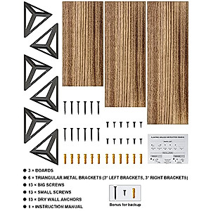 BAYKA Floating Shelves for Bedroom Decor, Rustic Wood Wall Shelves for Living Room Wall Mounted, Hanging Shelving for Bathroom, Laundry Room, Small Shelf for Plants, Books(Brown,Set of 3)