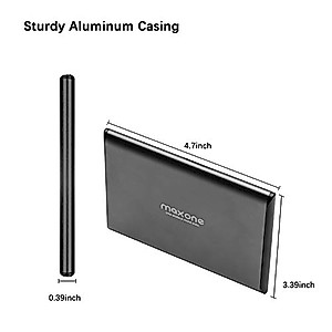 Maxone 2TB Ultra Slim Portable External Hard Drive HDD USB 3.0 Compatible with PC, Laptop - Charcoal Grey