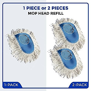 Nine Forty Industrial Strength Ultimate Cotton Floor Dust Mop Wedge Refill | Commercial Cleaner Mop Head Replacement - 2 Pack