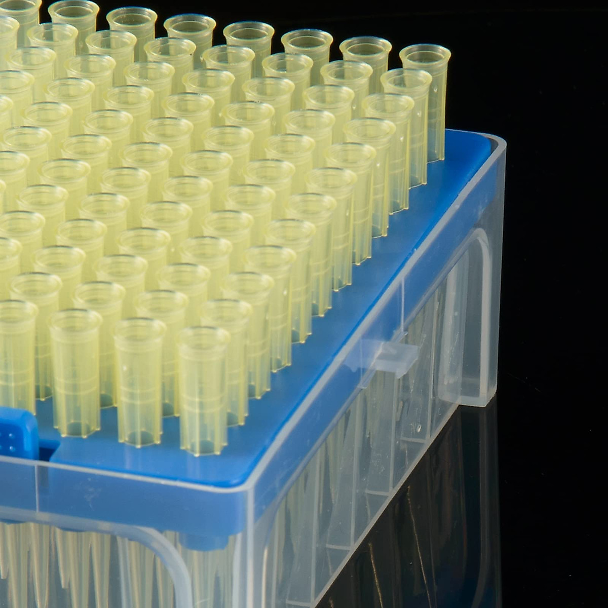 Eowpower 10Boxs 960Pcs Yellow 200ul Pipettor Universal Pipette Tips - Racked, Non-Pyrogenic DNAse/RNAse Free, 96 Tips/Rack