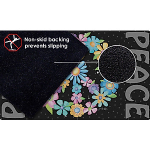 Toland Home Garden 800451 Peace Sign Flowers Flower Door Mat 18x30 Inch Hippie Outdoor Doormat for Entryway Indoor Entrance