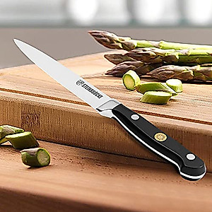 STEINBRÜCKE Kitchen Utility Knife - 5 inch Utility Knife Made from German 5Cr15Mov(HRC58) Stainless Steel, Premium Sharp Petty Knife with Ergonomic Handle for Home, Kitchen & Restaurant