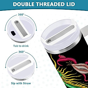 RPLIFE Cool Green Dragon Black 40oz Tumbler with Handle, Stainless Water Bottle, Insulated Tumblers with Handles