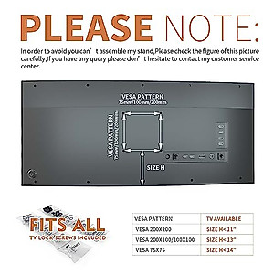 Universal Swivel TV Stand/Base Table Top TV Stand for 19 to 43 inch TVs with 90 Degree Swivel, 4 Level Height Adjustable, Heavy Duty Tempered Glass Base, Holds up to 99LBS HT02B-001