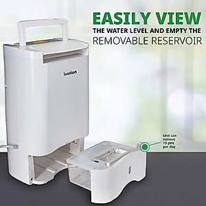 Ivation 19 Pint Small-Area Desiccant Dehumidifier Compact and Quiet - with Continuous Drain Hose for Smaller Spaces, Bathroom, Attic, Crawlspace and Closets - for Spaces Up to 410 Sq Ft