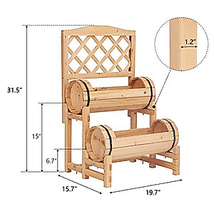 Kinbor Outdoor Wood Raised Garden Bed Planter Box with Trellis for Climbing Plants Growing, Greenhouse Garden Balcony Patio Yard, 19.7’’ X 15.7’’ X 31.5’’