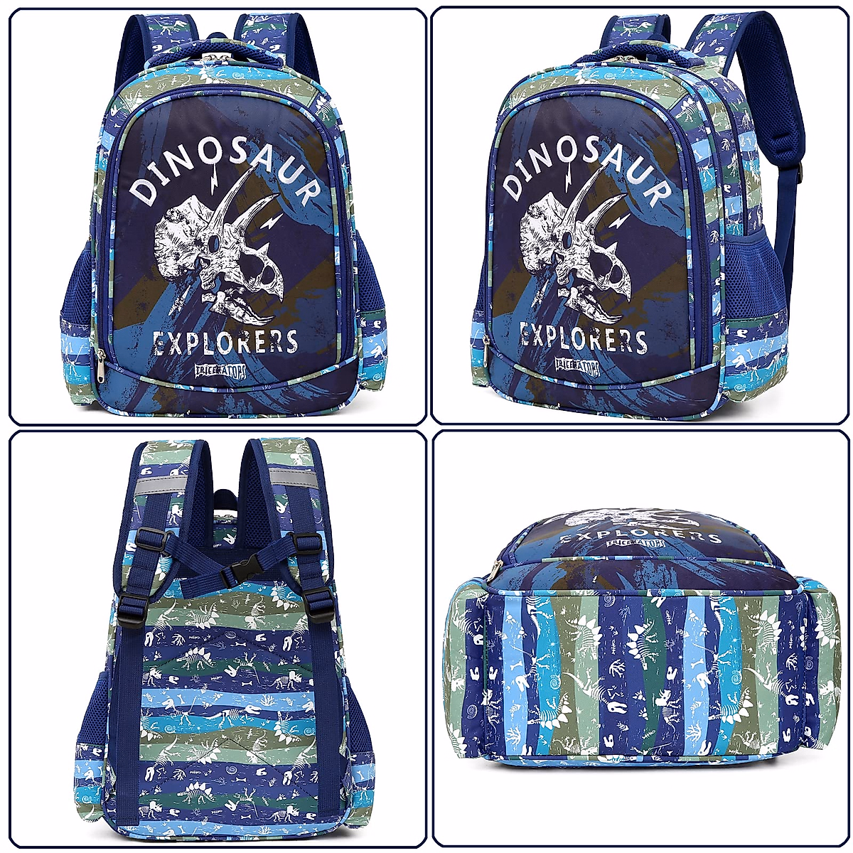 Dorlubel Backpack for Boys Lightweight Dinosaur School Backpack with Insulated Lunch Tote Preschool Kindergarten Elementary Book Bag Set With Chest Strap(Dinosaur Explorer)