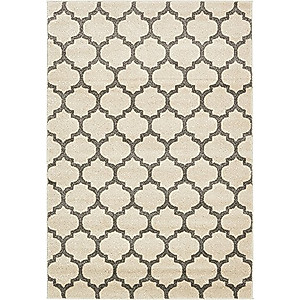 Unique Loom Trellis Collection Modern Morroccan Inspired with Lattice Design Area Rug, Rectangular 4' 1" x 6' 1", Beige and Gray/Gray