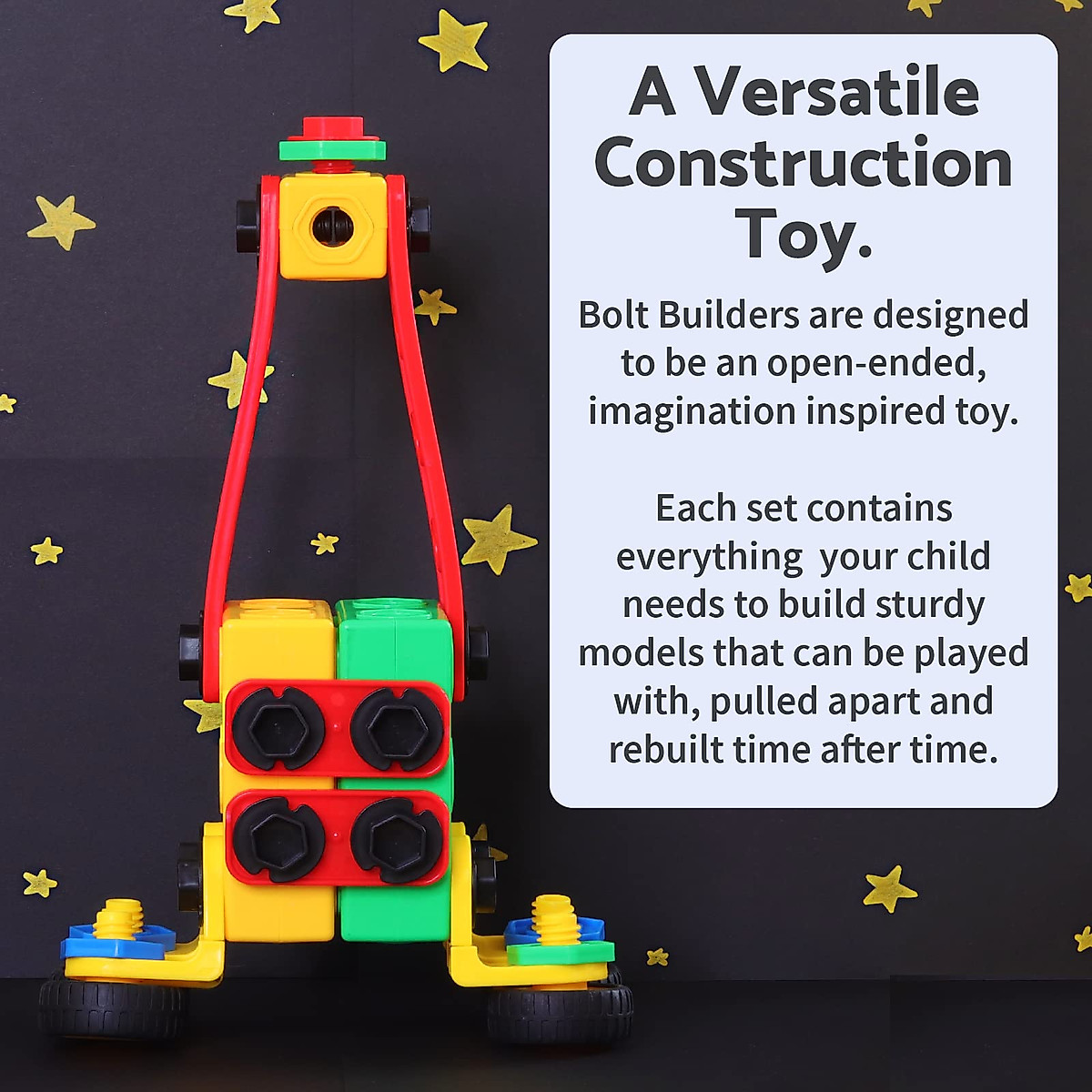 SUPA STEM Bolt Builders Kids Building Blocks | 101 Pcs Kids Building Toys | Nuts and Bolts Construction Toy Building Sets | Educational Toys for 3 Year Old Boys and Girls and Up | Ages 3 4 5 6 7 8 +