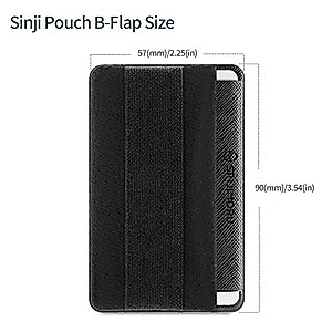 Sinjimoru Phone Grip Credit Card Holder with Flap, Secure Stick-On Wallet as Phone Finger Strap Adhesive ID Card Case for iPhone Case. Sinji Pouch B-Flap Black.