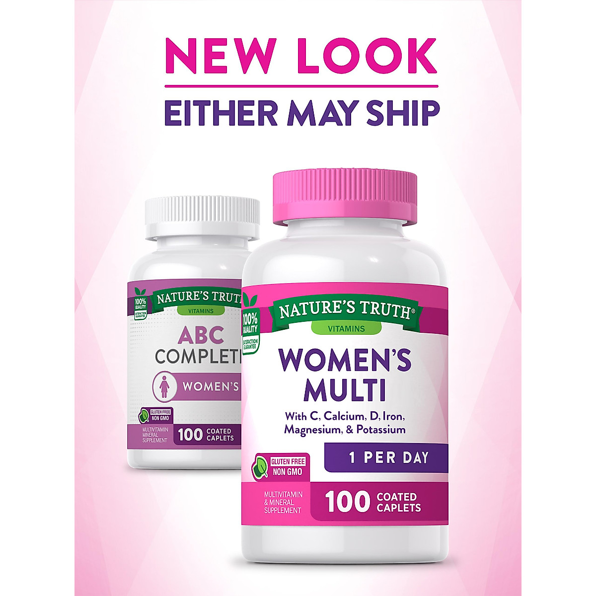 Multivitamin For Women | 100 Caplets | Non-GMO & Gluten Free | Adult ABC Complete Multivitamin | By Nature's Truth