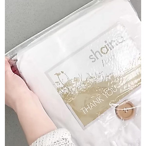 Shaina White Farmhouse Shower Curtain 72 x 72 with Shabby Chic Ruffles and French Country Style Buttons - Modern Farmhouse Fabric (White)