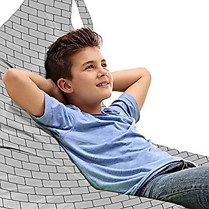 Ambesonne Brick Lounger Chair Bag, Digitally Generated Layout of Geometric Shapes in Monochrome Greyscale, High Capacity Storage with Handle Container, Lounger Size, Pale Grey and Dimgray