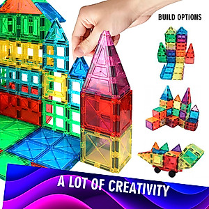 Magnet Building Blocks 100 Piece, Recreational Toys, Clear Magnetic 3D Building Tile, Construction, Preschool Educational, Beyond Imagination, Birthday Present Gift, STEM Montessori