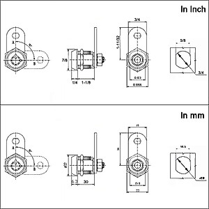 WOOCH Tubular Cam Lock Cabinet Lock,Keyed Alike Removable Key, 1-1/4" Cam and Offset Cam (1-1/8 Inch 90°, Chrome Finish, 4 Pack)